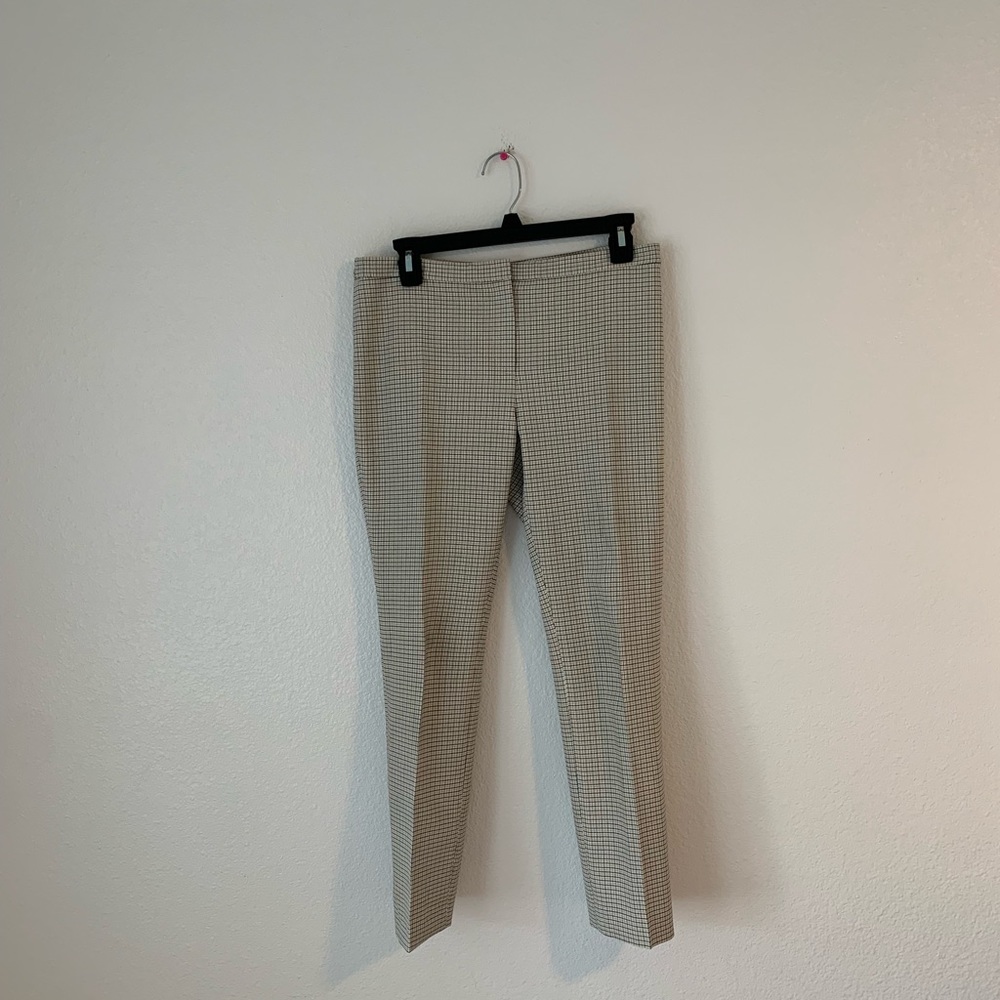 Theory 4 Plaid Cream Straight Pants - Gem